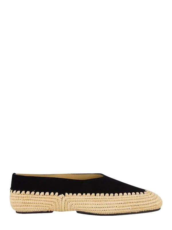 Gabriela Hearst Suede And Raffia Flat Shoes - Black