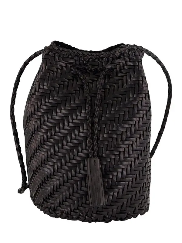 Dragon Diffusion Pompom Double Jump Hand-crocheted Bag - Black