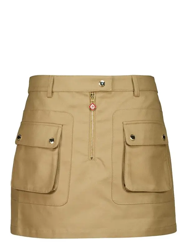 Casablanca Cotton Drill A-line Mini Skirt - Beige