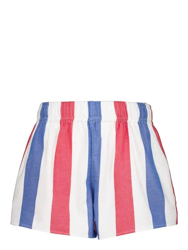 MARRAKSHI LIFE High-waisted Striped Cotton Shorts - Multicolour