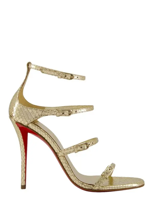 CHRISTIAN LOUBOUTIN Antique Millenium 100 Python Leather Sandals - Gold