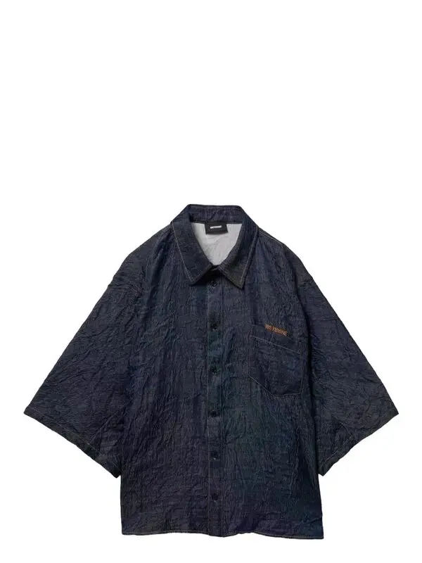 We11Done Logo-embroidered Shirt - Blue