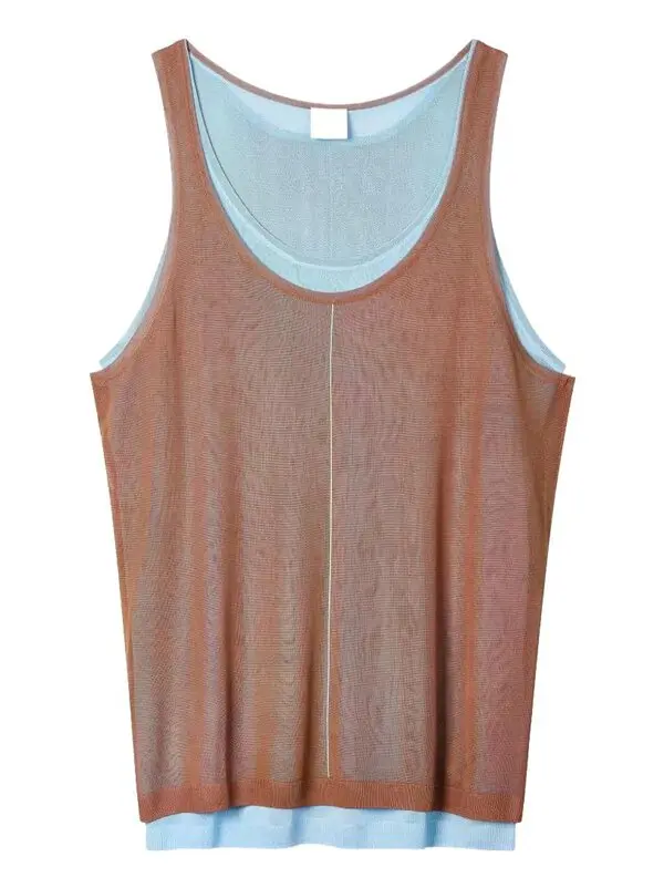 Paul Smith Double-layered Sleeveless Top - Brown