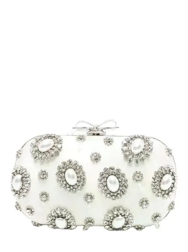 SELF-PORTRAIT Crystal-embellished Clutch - White