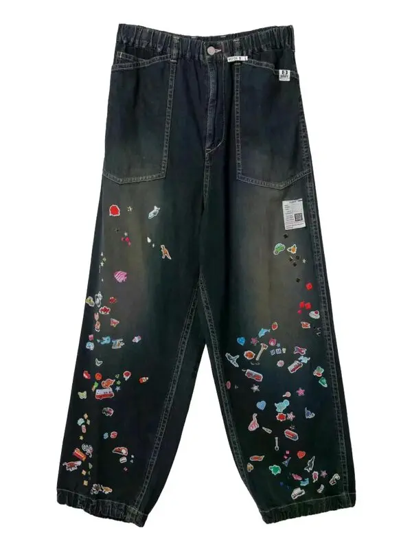 Mihara Yasuhiro Elasticated Waistband Wide-leg Trousers - Blue