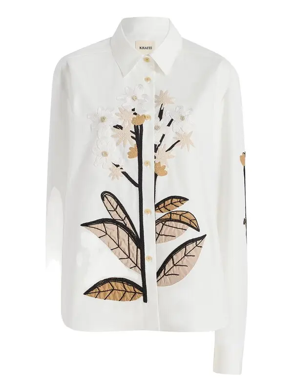 Khaite Argo Embroidered Top - Chalk