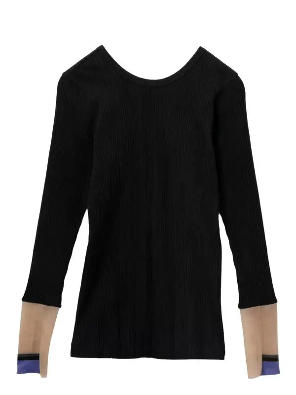 Toga Ribbed Long-sleeved Top - Black