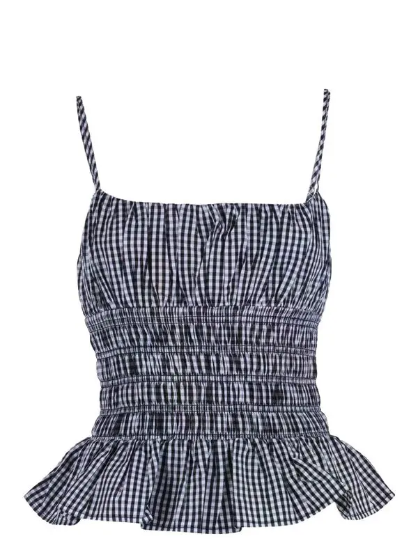 Michael Kors Gingham Smocked Top - Black
