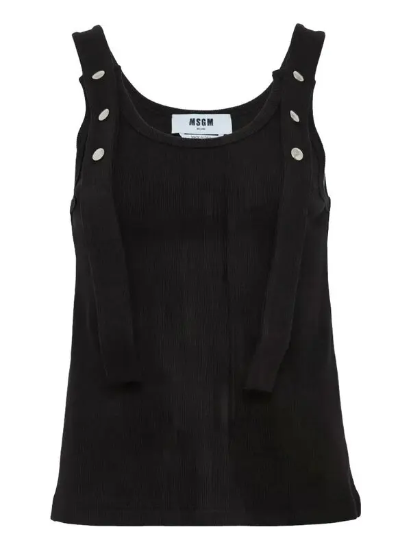 MSGM Button-detail Ribbed Tank Top - Black