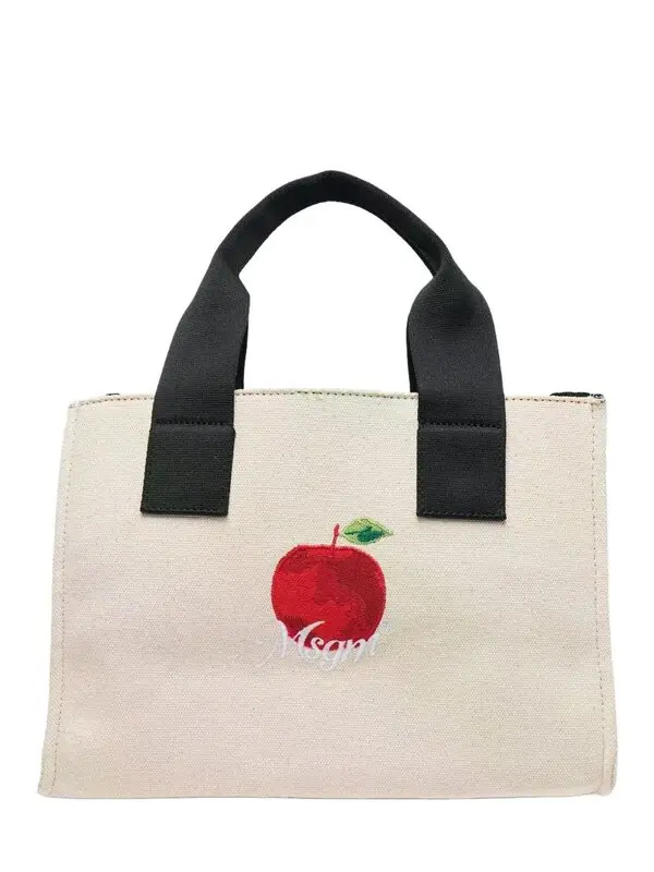 MSGM Embroidered Tote Bag - Neutrals