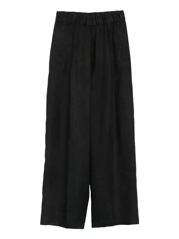 SEMICOUTURE Elasticated-waist Wide-leg Trousers - Black