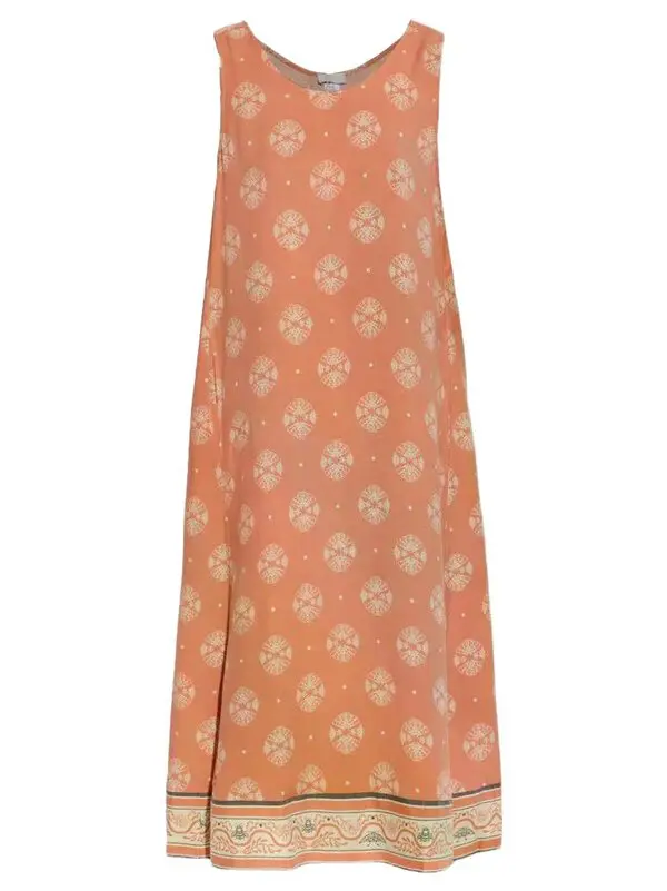 Hanro Geometric-print A-line Midi Dress - Orange