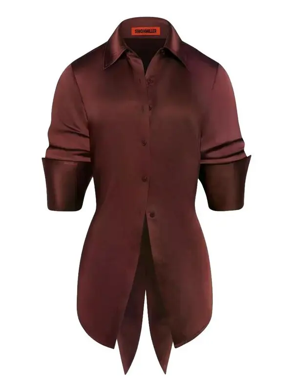 SIMONMILLER Loch Open-back Satin Shirt - Brown