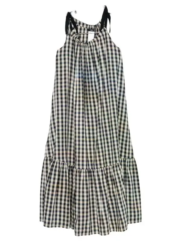 Max Mara Gingham-check Tiered Dress - Black