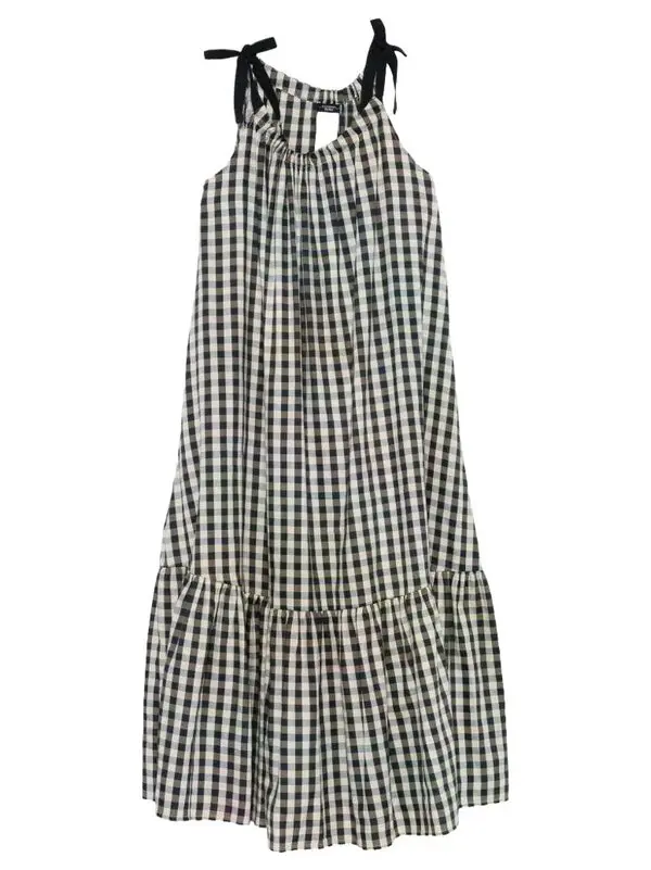Max Mara Gingham-check Tiered Dress - Black