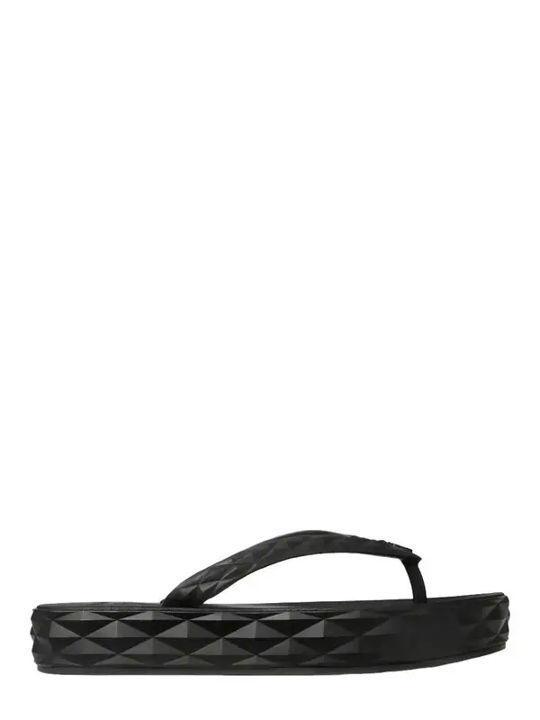 JIMMY CHOO Diamond-quilted Platform Flip Flops - Black