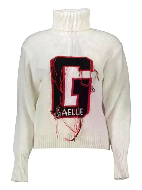 GAELLE Roll-neck Sweater - White