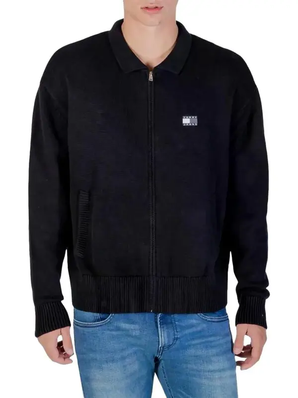Tommy Hilfiger Zip-up Sweater With Logo Patch - Black