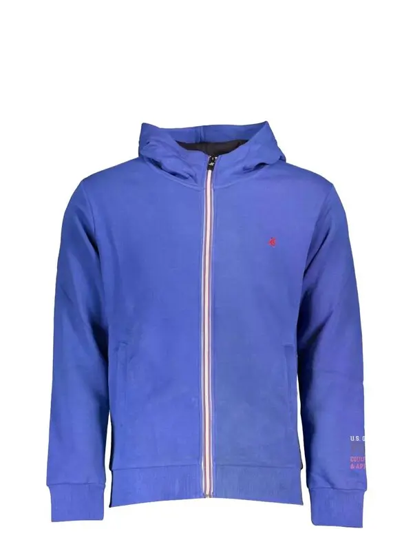 U.S. Grand Logo-embroidered Zip-up Hoodie - Blue
