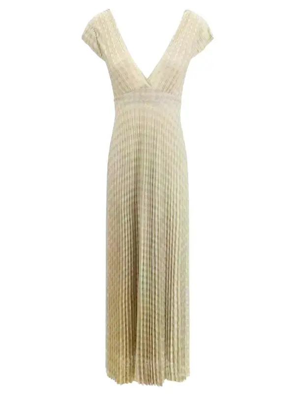 FORTE_FORTE Metallic Pleated Dress - Neutrals