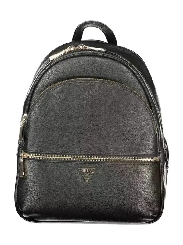 Guess Pebbled Backpack With Logo Plaque - Black