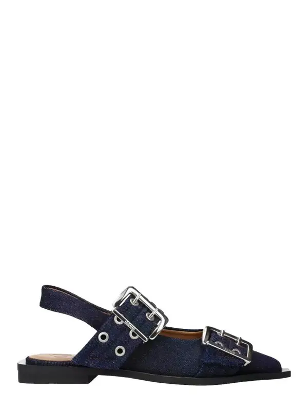 GANNI Buckle Detail Denim Sandals - Blue