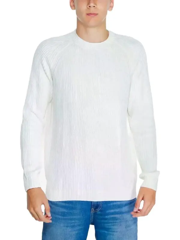 Calvin Klein Ribbed-knit Crew-neck Sweater - White