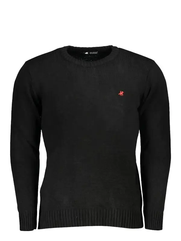 U.S. Grand Embroidered Logo Crew-neck Sweater - Black
