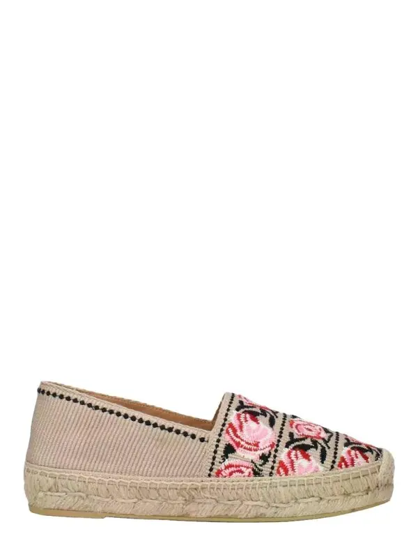 Prada Floral-embroidered Espadrilles - Neutrals