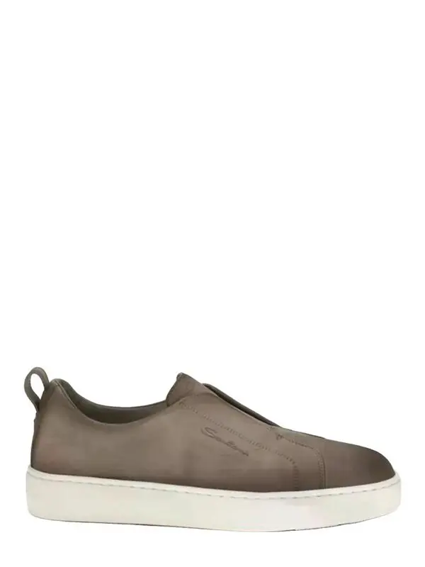 Santoni Leather Slip-on Sneakers - Grey
