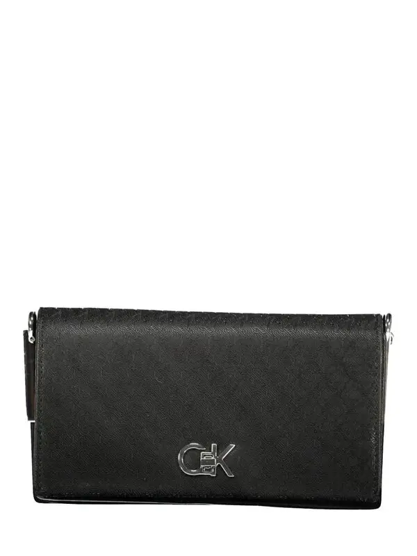 Calvin Klein Monogram Pattern Cross Body Bag With Logo Plaque - Black