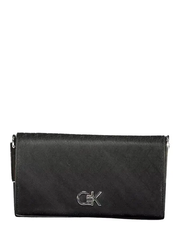 Calvin Klein Monogram Pattern Cross Body Bag With Logo Plaque - Black