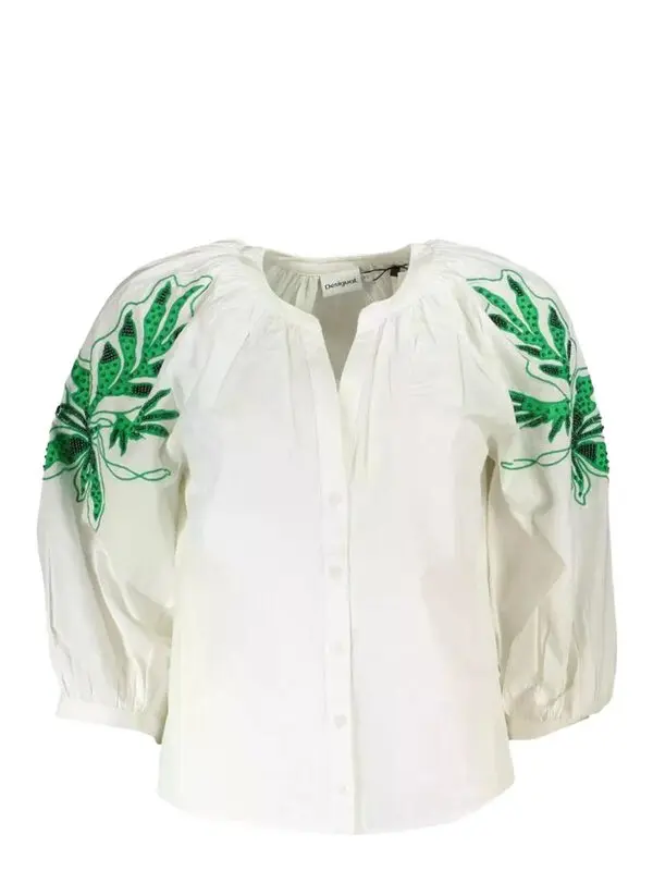 Desigual Embroidered Puff-sleeve Shirt - White
