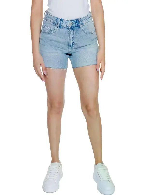 Vero Moda Light-wash Distressed Hem Denim Shorts - Blue