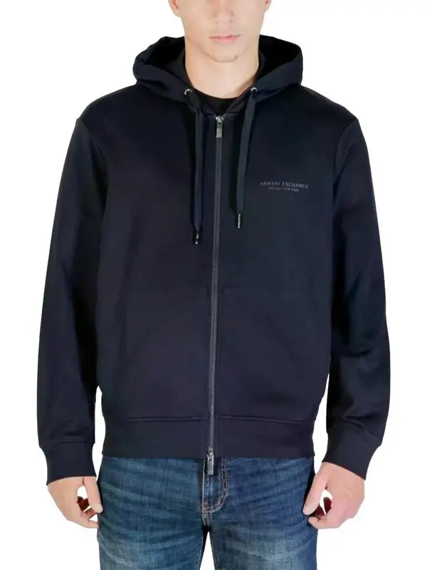 Armani Exchange Logo-print Zip-up Hoodie - Blue