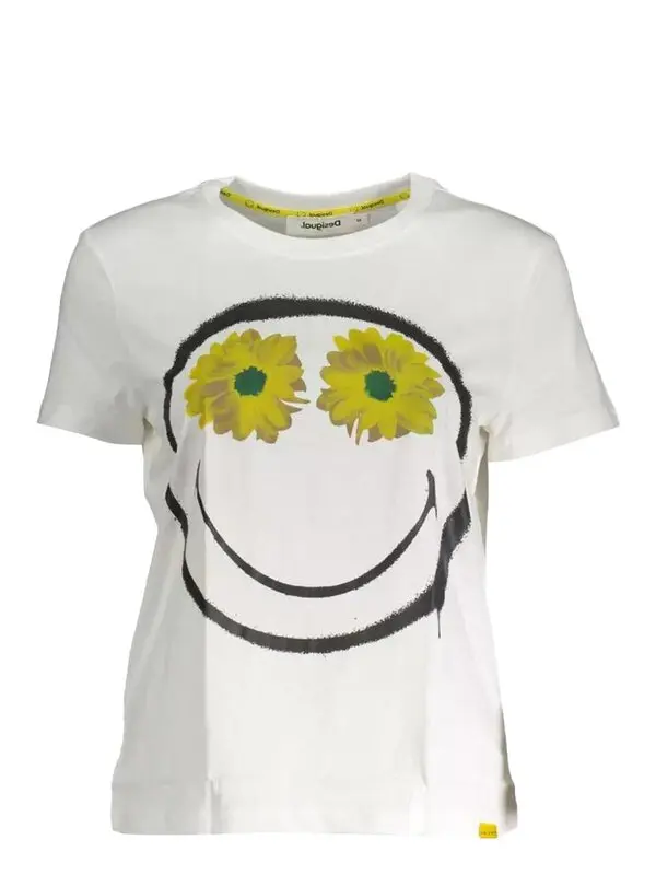 Desigual Sunflower-print Smiley-face T-shirt - White