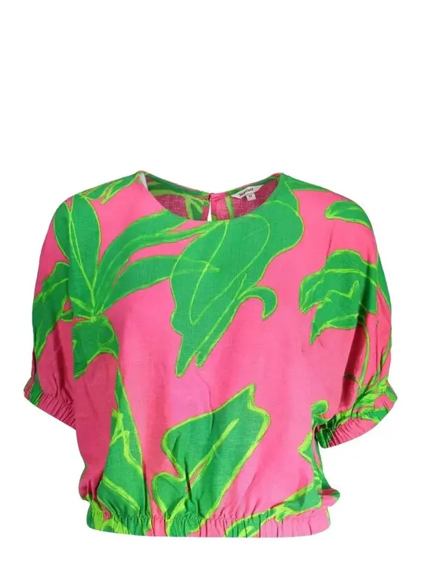 Desigual Leaf-print Elasticated Top - Pink