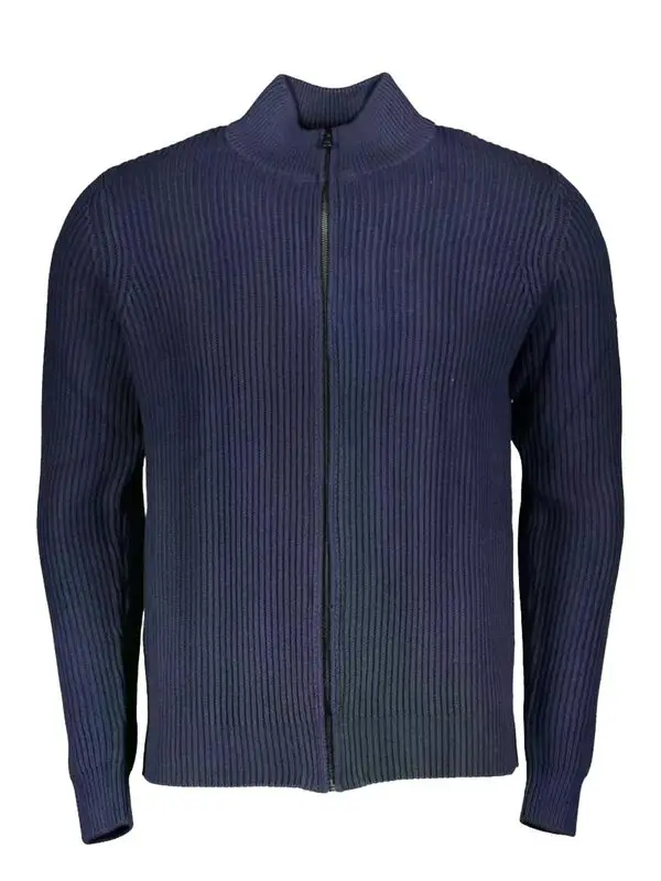 NORTH SAILS Ribbed-knit Zip-up Cardigan - Blue