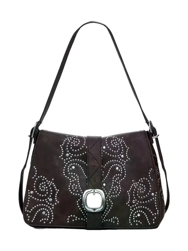 Desigual Stud-embellished Buckle Shoulder Bag - Brown