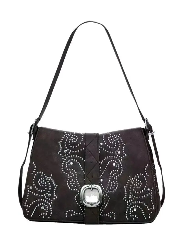 Desigual Stud-embellished Buckle Shoulder Bag - Brown
