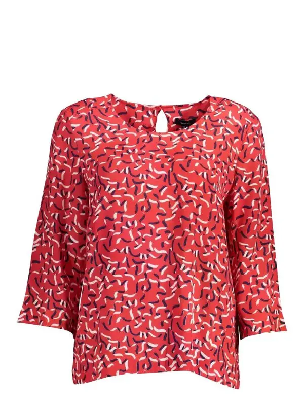 Gant Abstract-print Three-quarter Sleeve Blouse - Red