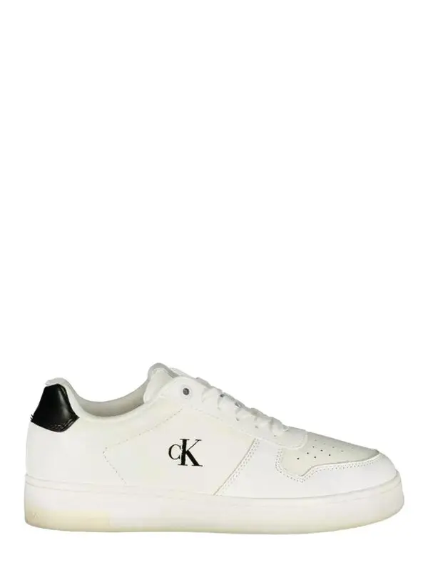 Calvin Klein Logo-patch Pebbled Sneakers - White