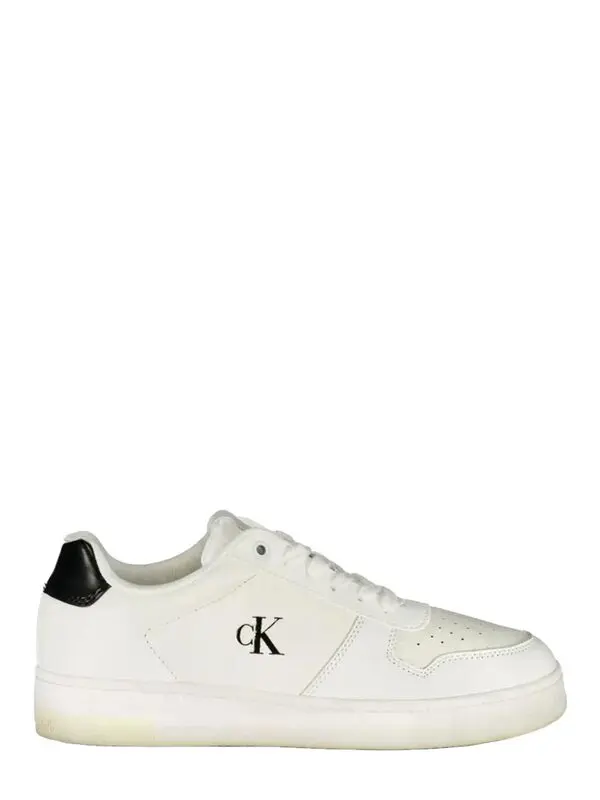 Calvin Klein Logo-patch Pebbled Sneakers - White
