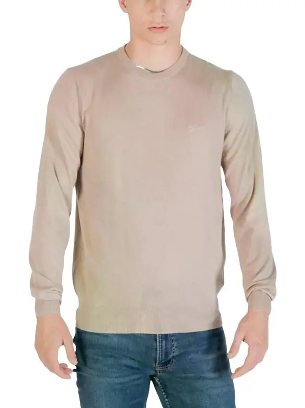Guess Logo-embroidered Crew-neck Jumper - Neutrals