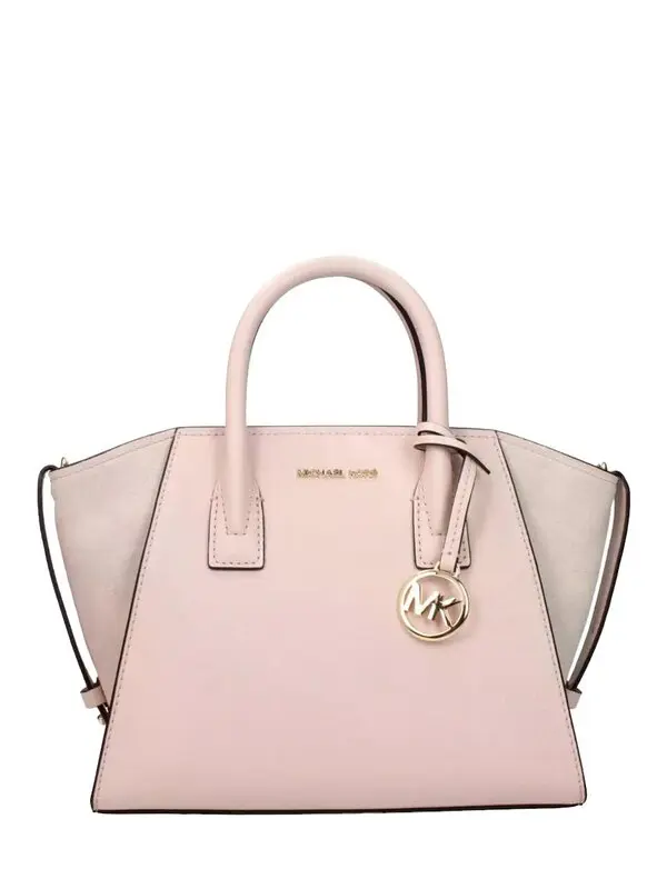 Michael Kors Leather Tote Bag With Logo Charm - Pink