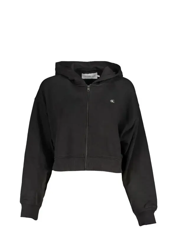 Calvin Klein Logo-patch Cropped Hoodie - Black