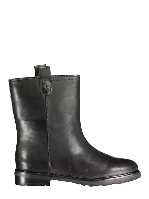 Ralph Lauren Logo-plaque Leather Boots - Black