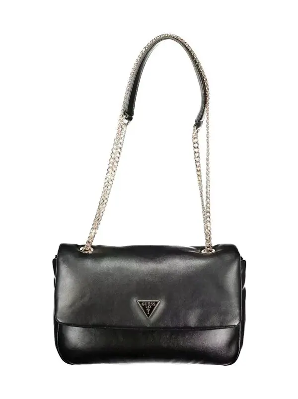 Guess Logo-plaque Chain-link Shoulder Bag - Black