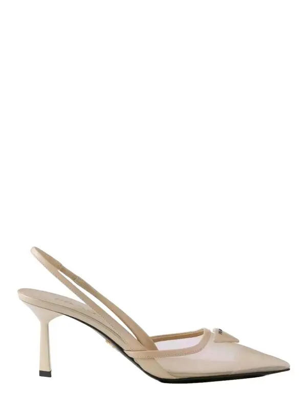 Prada Mesh Fabric Slingback Pumps - Neutrals