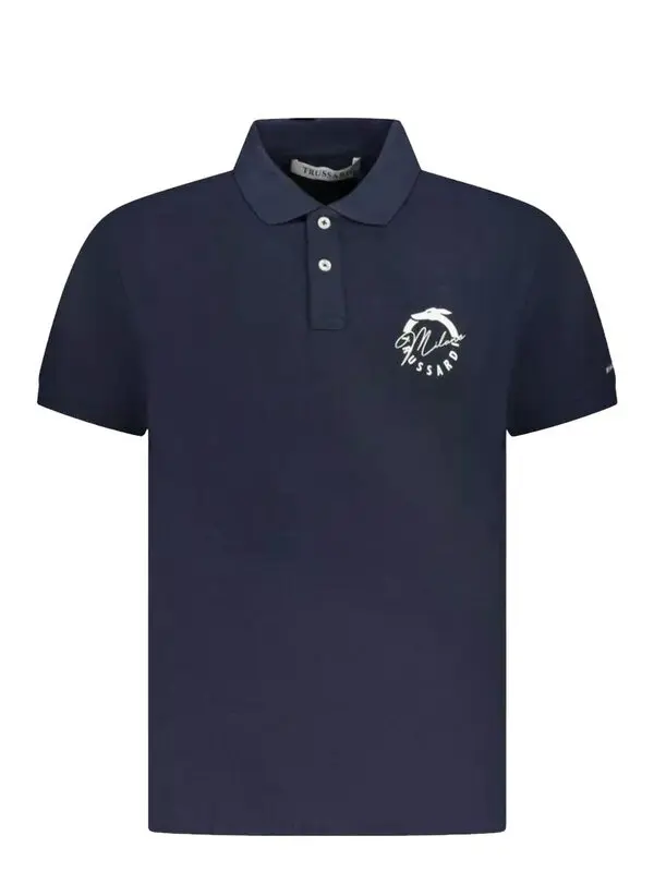 TRUSSARDI Logo-embroidered Cotton Polo Shirt - Blue